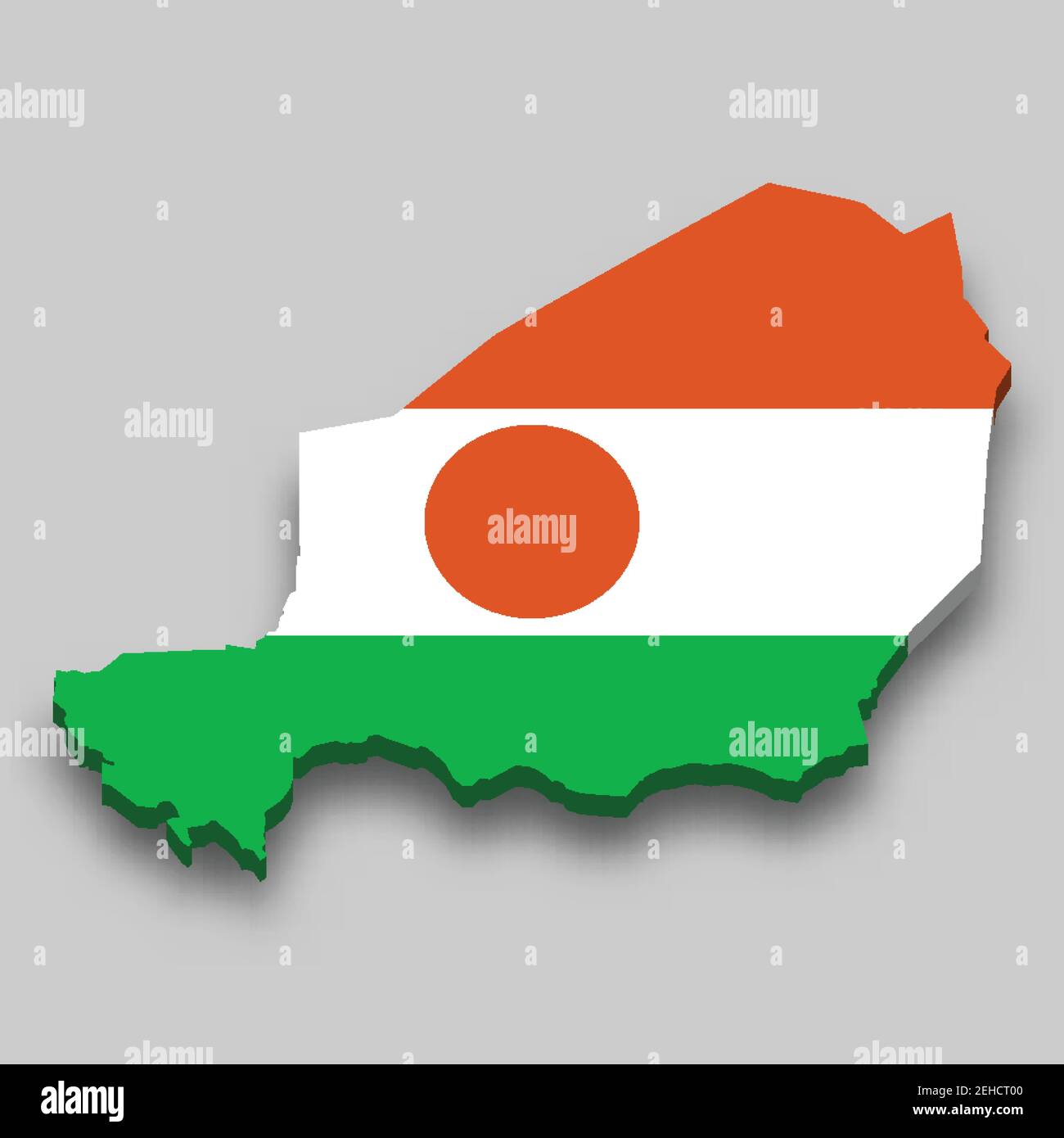3d isometric Map of Niger with national flag. Vector Illustration Stock ...