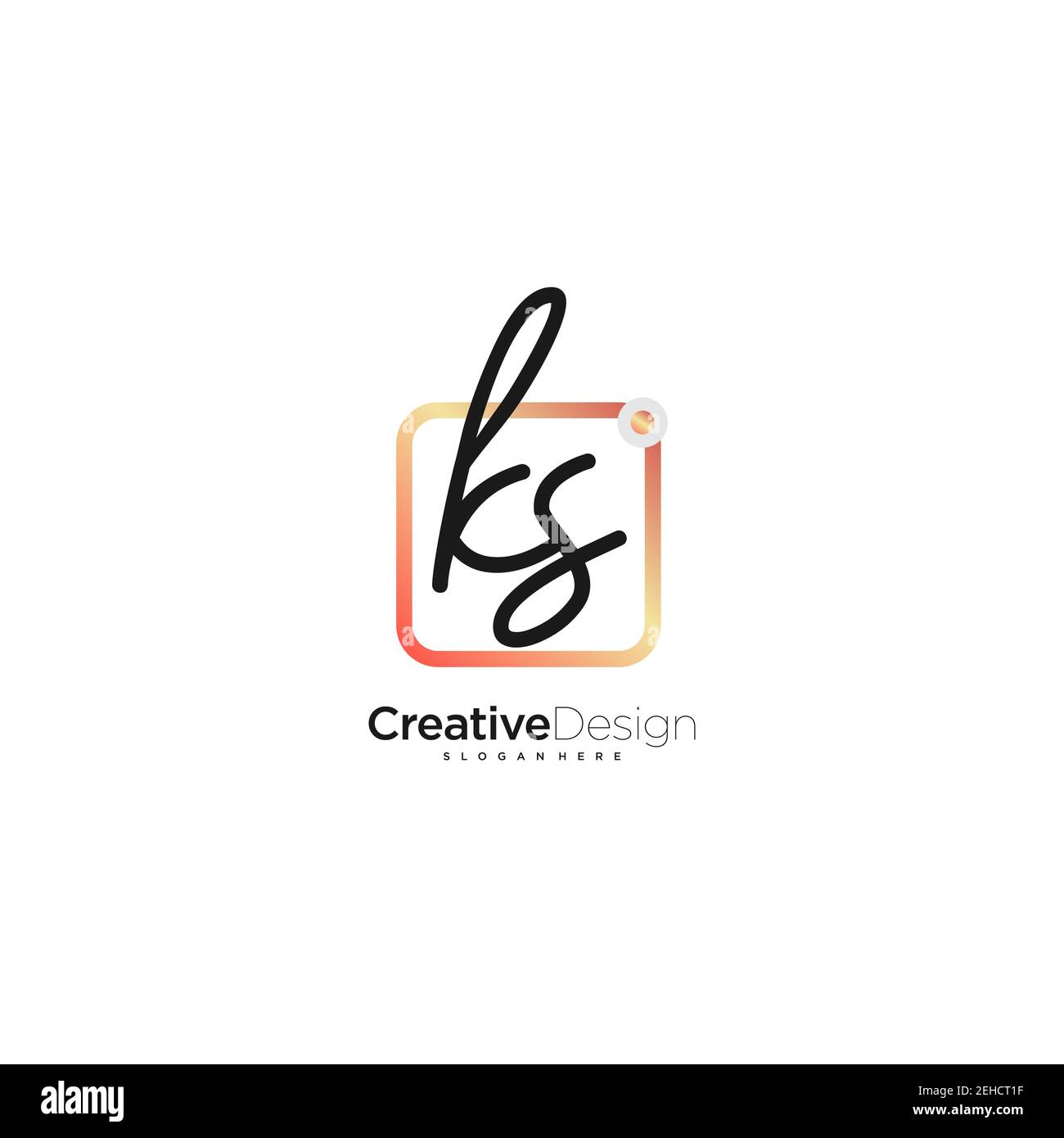 KS Initial Letter handwriting logo hand drawn colorful box vector, logo ...