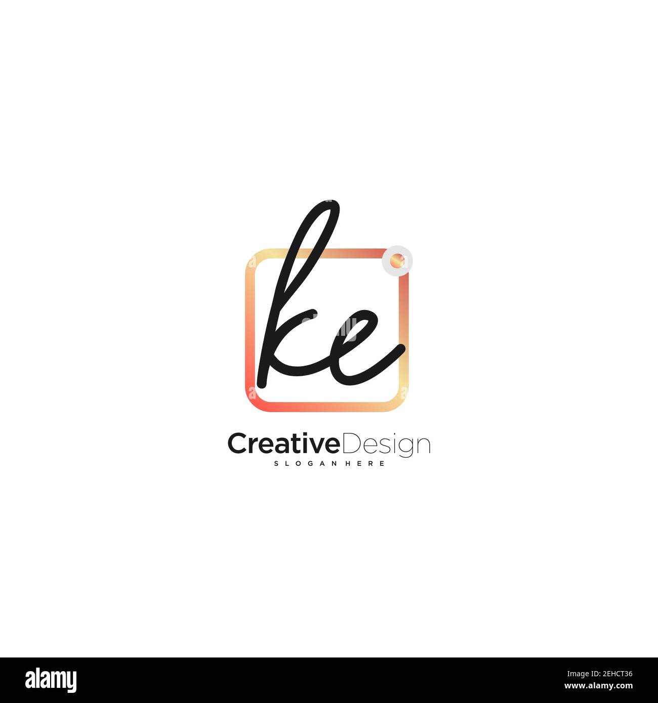 KE Initial Letter handwriting logo hand drawn colorful box vector, logo ...