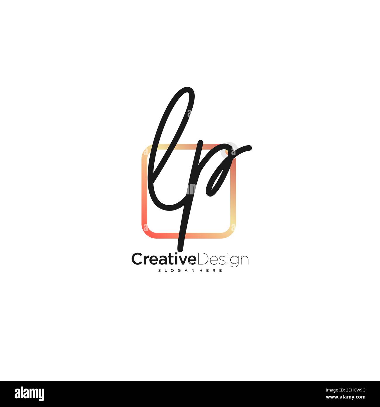 LP Initial Letter handwriting logo hand drawn colorful box vector, logo ...