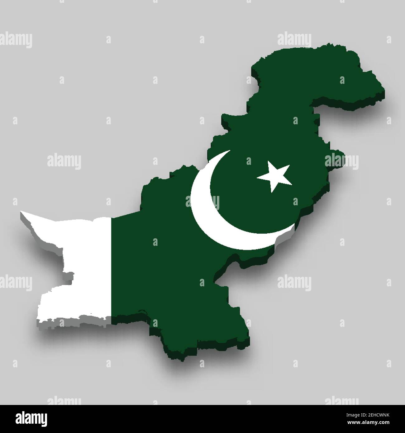 3d isometric Map of Pakistan with national flag. Vector Illustration ...