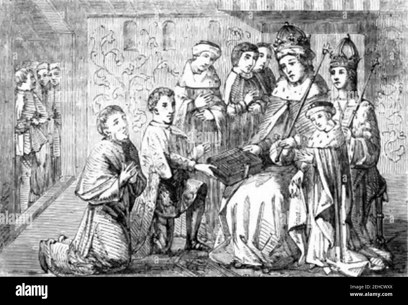 P49a-Earl Rivers presenting William Claxton to Edward IV Stock Photo ...