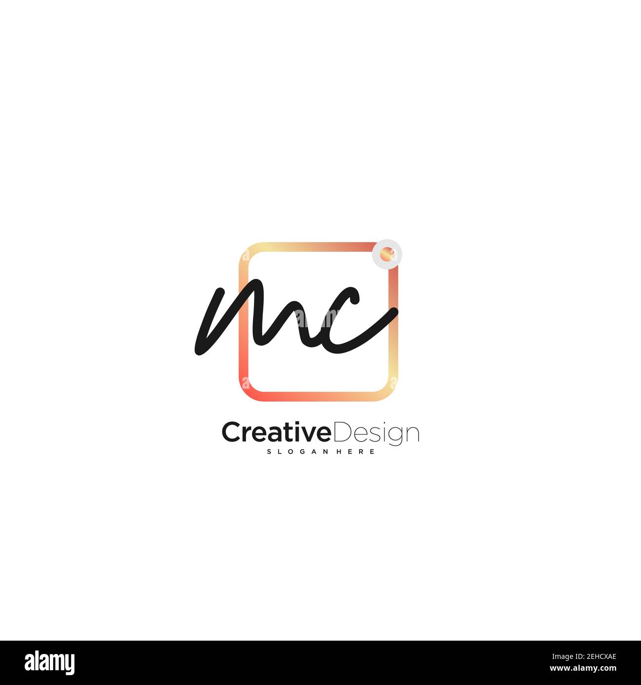 MC Initial Letter handwriting logo hand drawn colorful box vector, logo ...