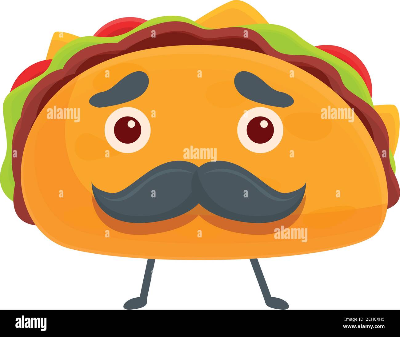Taco with mustache icon. Cartoon of taco with mustache vector icon for ...