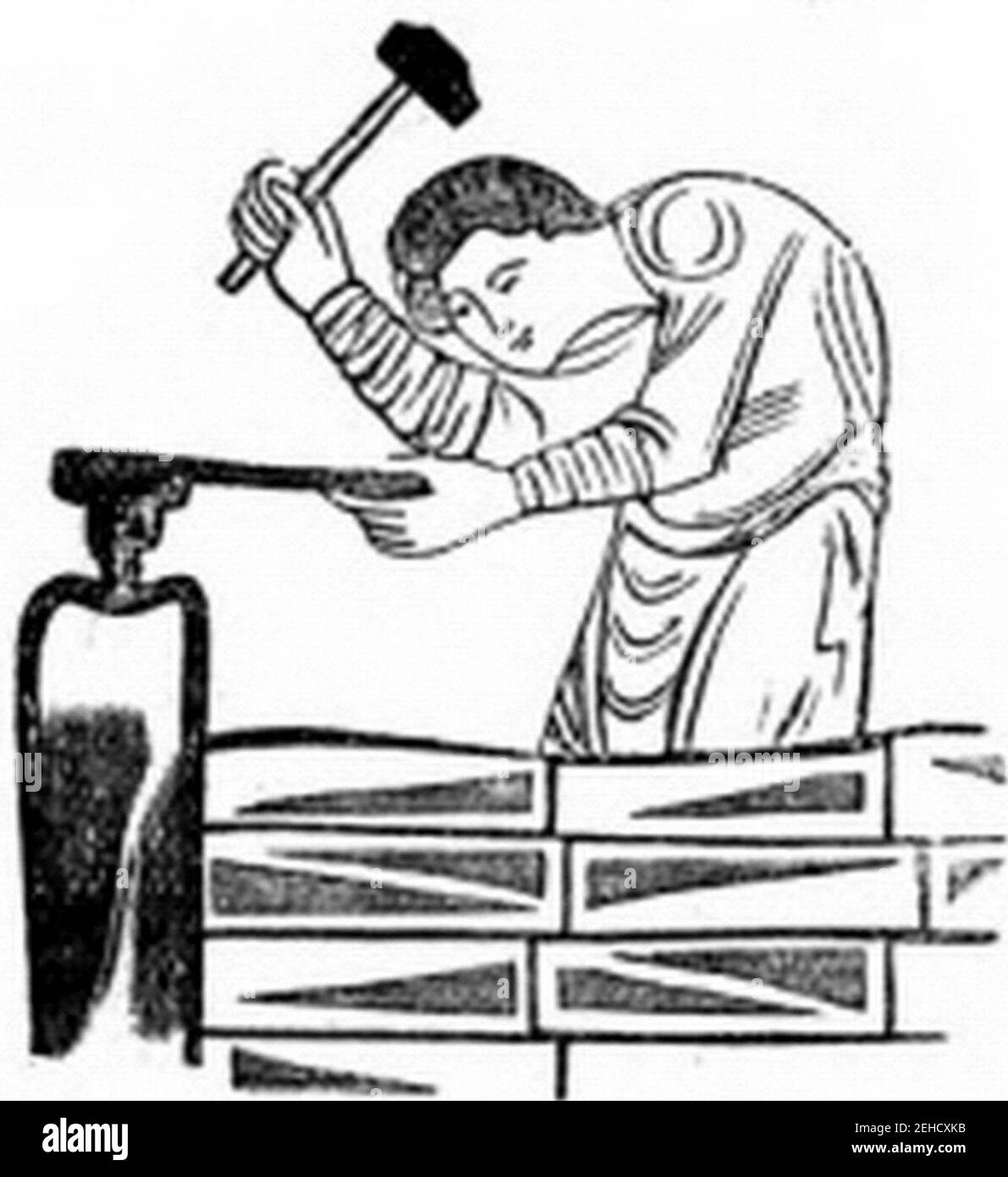 P77a-A Saxon Blacksmith- From an old MS Stock Photo - Alamy