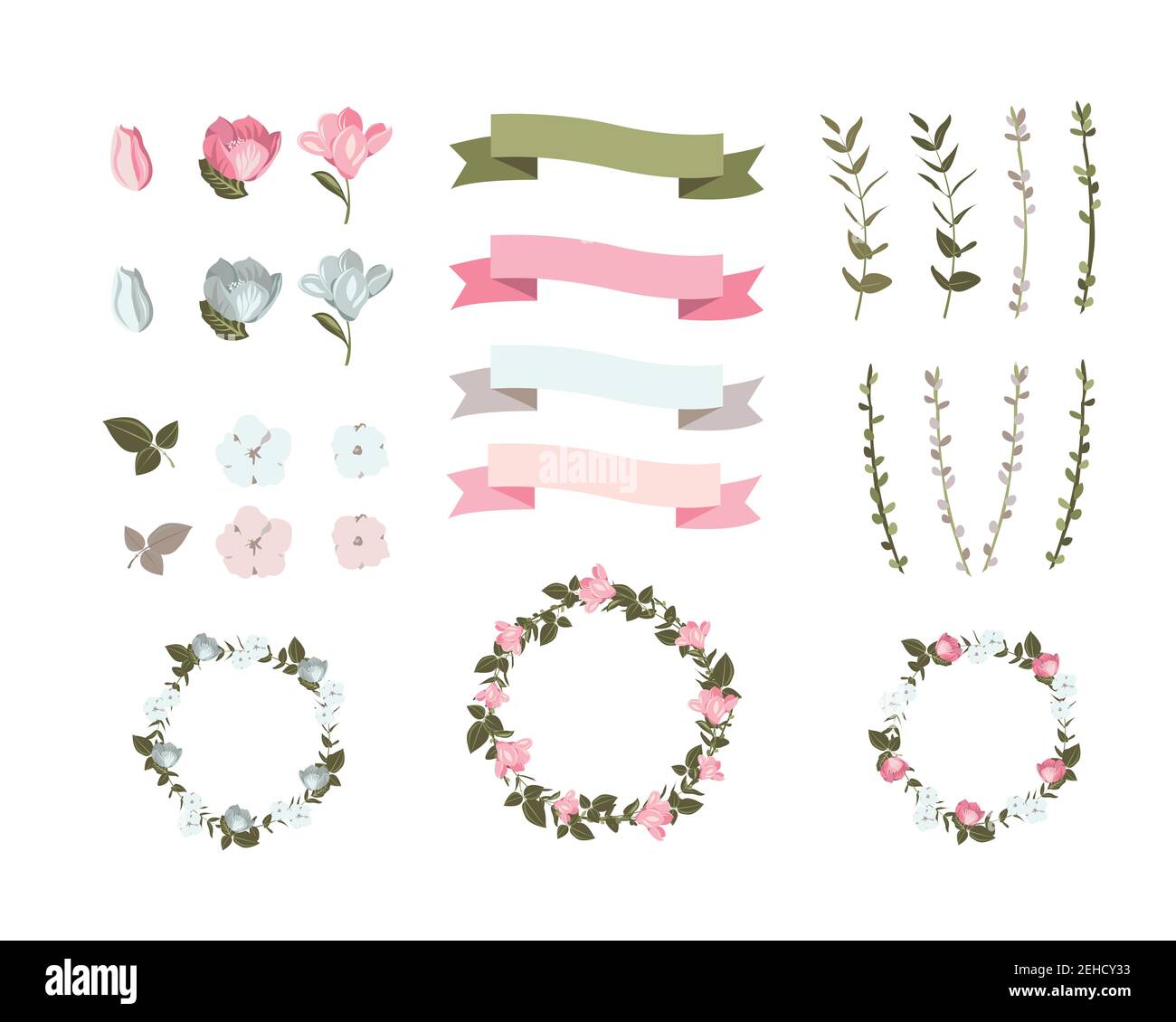 Spring set cute flower Stock Vector Images - Alamy