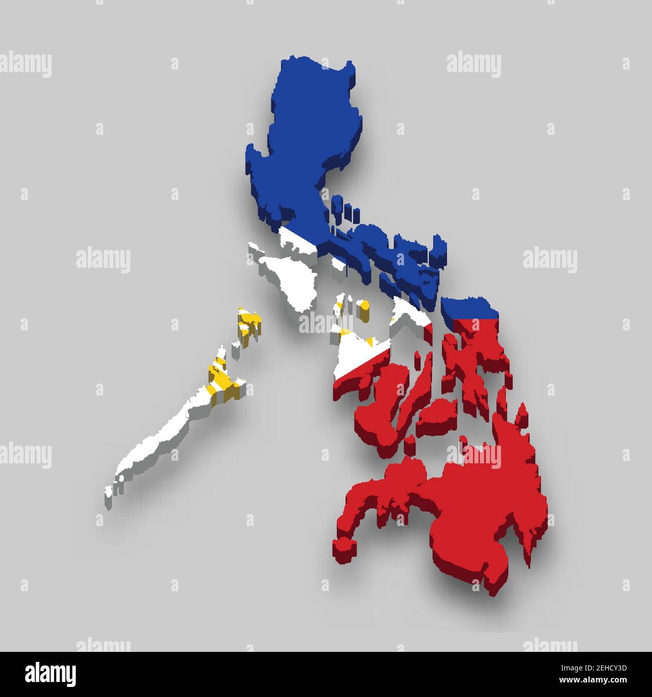 3d isometric Map of Philippines with national flag. Vector Illustration ...