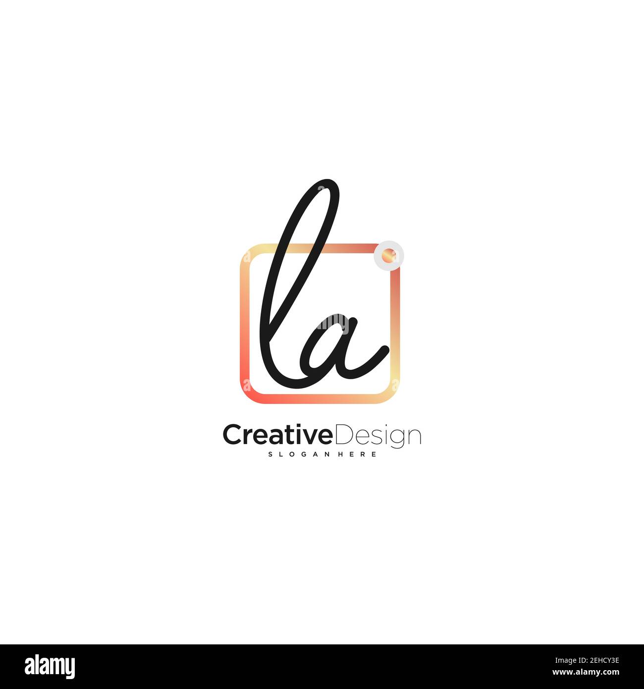 LA Initial Letter handwriting logo hand drawn colorful box vector, logo ...