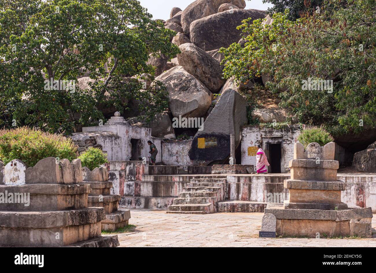 Anegundi, Karnataka, India - November 9, 2013: Navabrindavana island ...