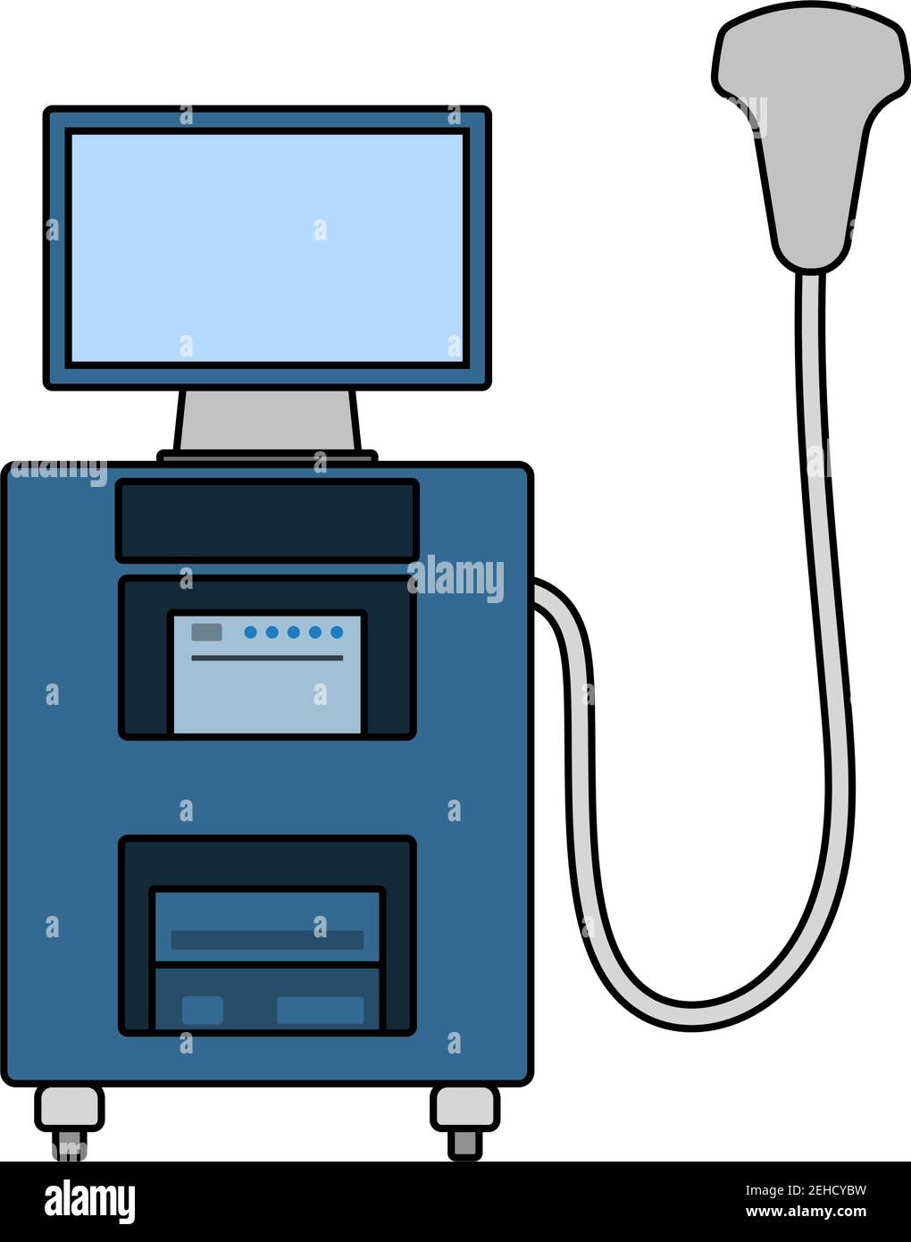 Ultrasound Diagnostic Machine Icon Editable Outline With Color Fill