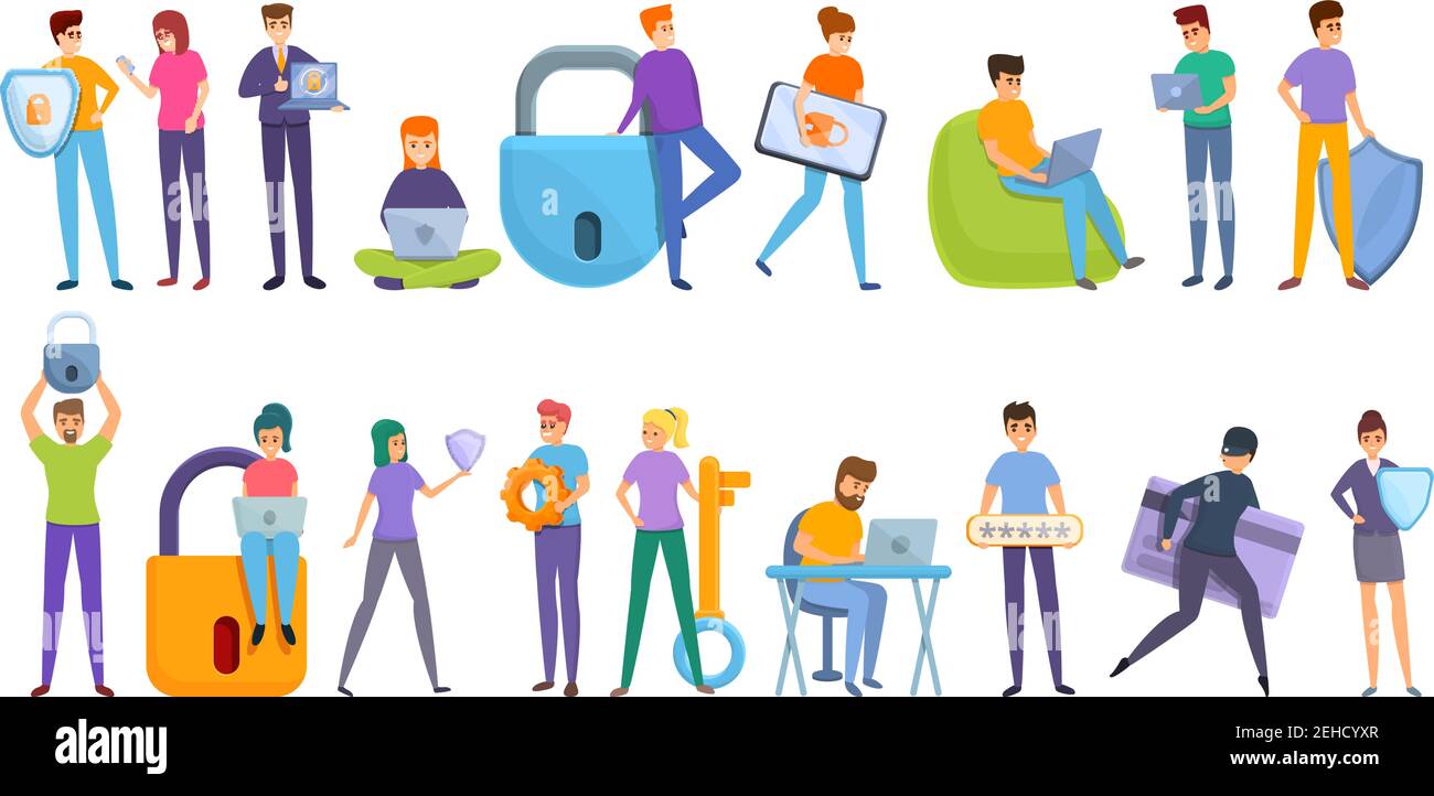 Privacy icons set. Cartoon set of privacy vector icons for web design ...