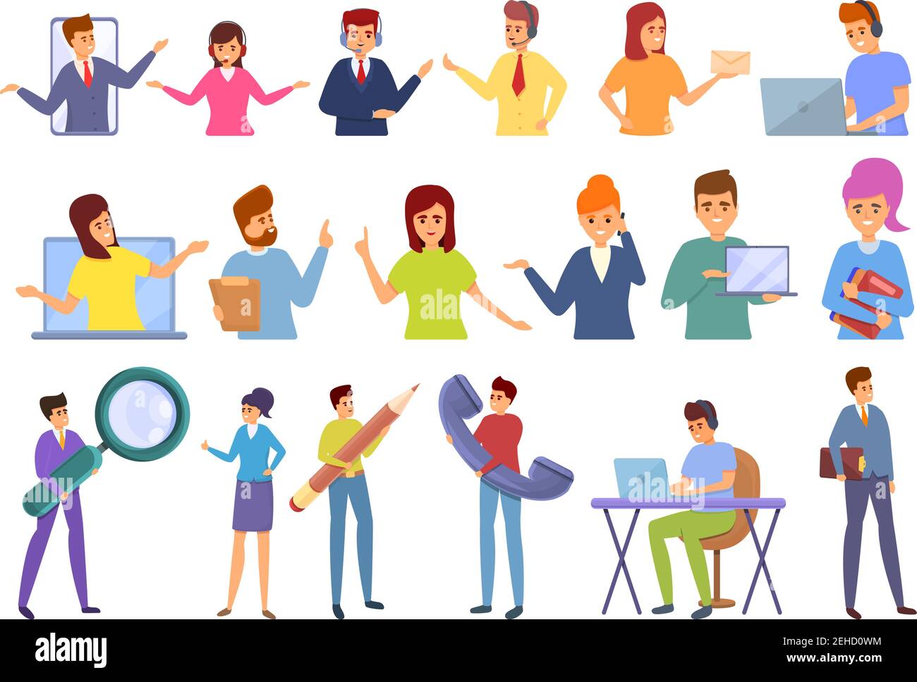 Personal assistant icons set. Cartoon set of personal assistant vector ...