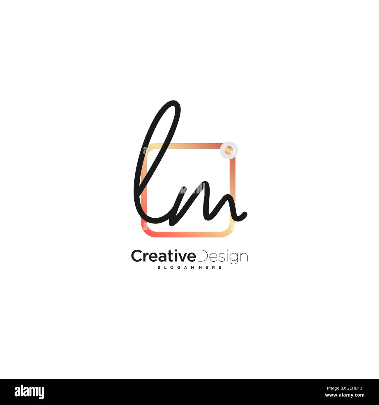 LM Initial Letter handwriting logo hand drawn colorful box vector, logo ...