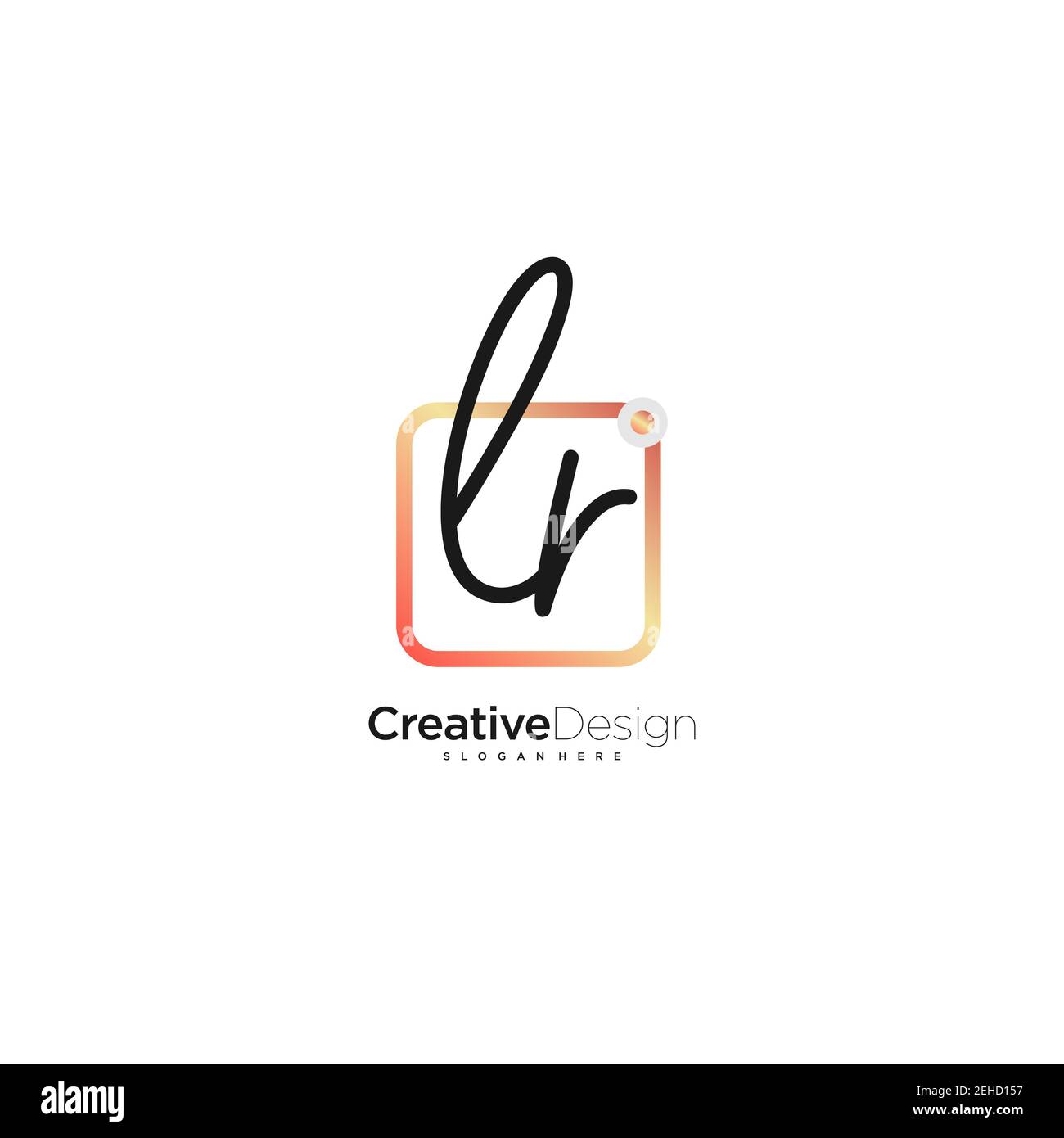 LR Initial Letter handwriting logo hand drawn colorful box vector, logo ...