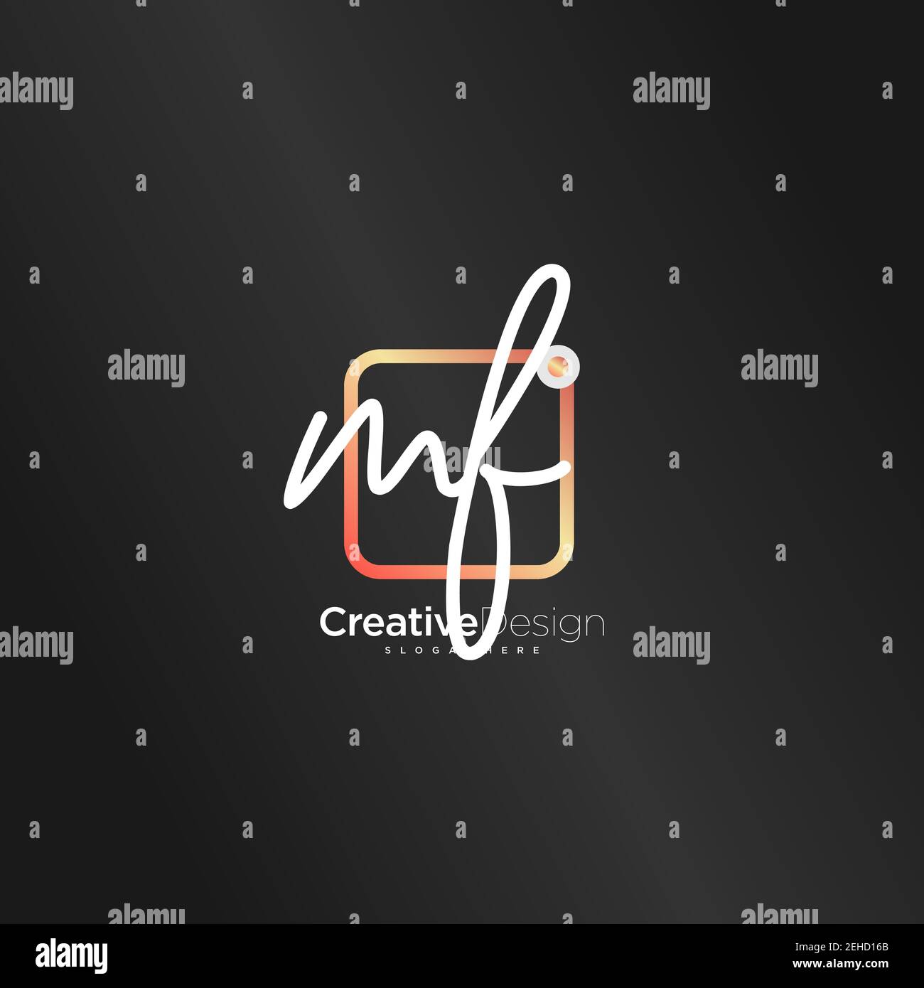 MF Initial Letter handwriting logo hand drawn colorful box vector, logo ...