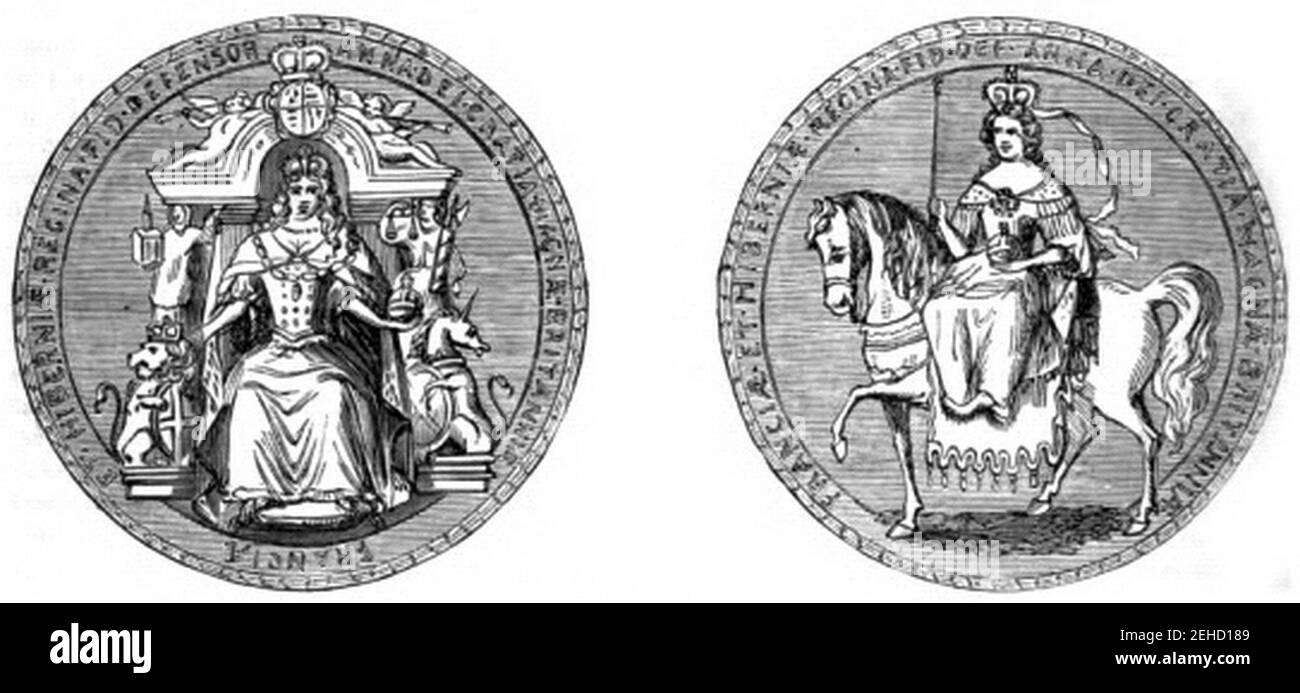 P174 Great Seal of Queen Anne Stock Photo - Alamy