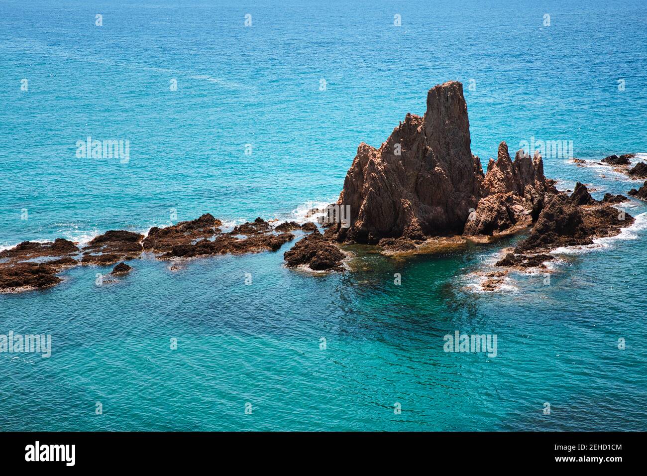 Jagged rocks in the sea in Las Sirenas reef, Cabo de Gata-Nijar Natural ...