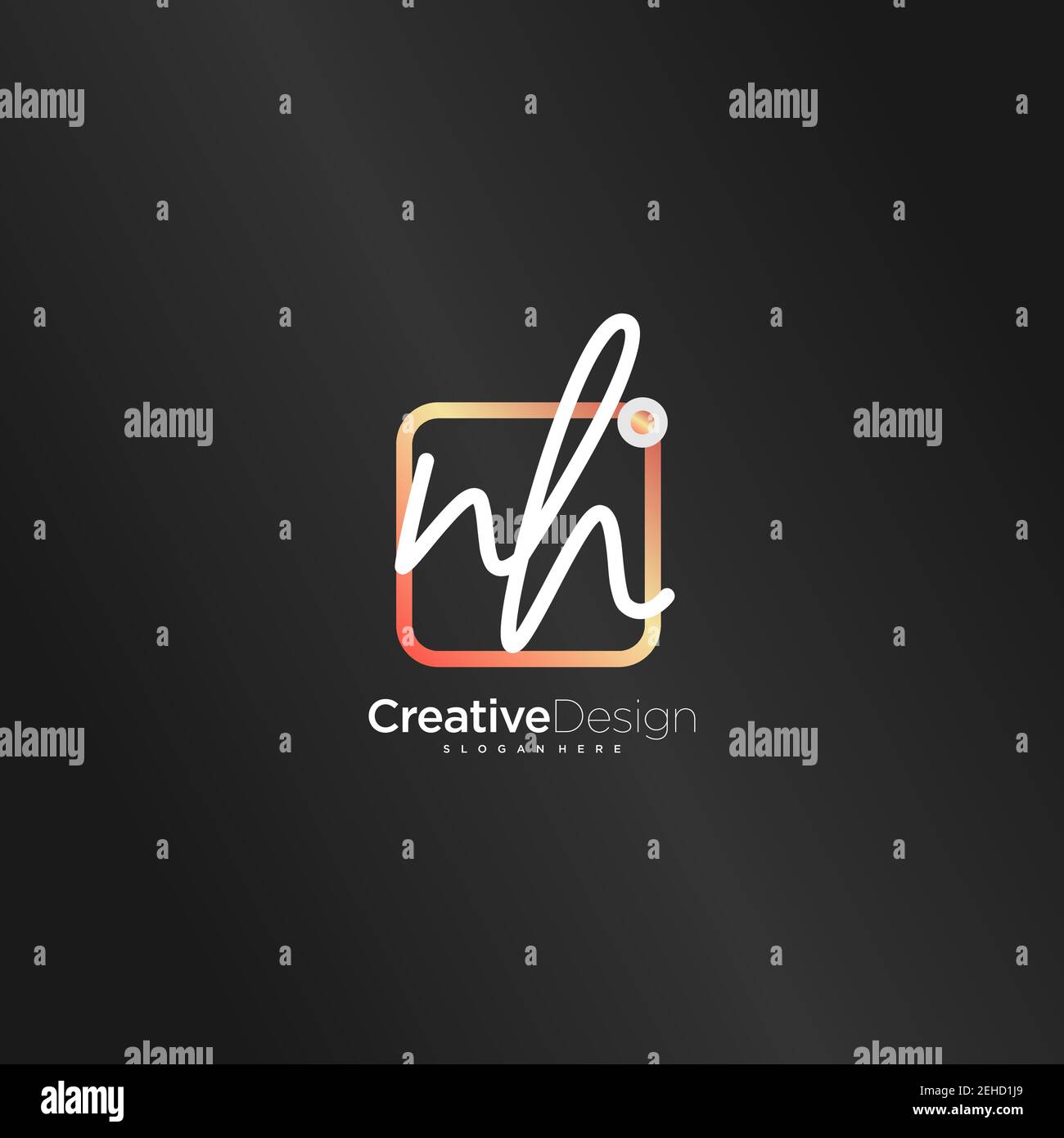 NH Initial Letter handwriting logo hand drawn colorful box vector, logo ...