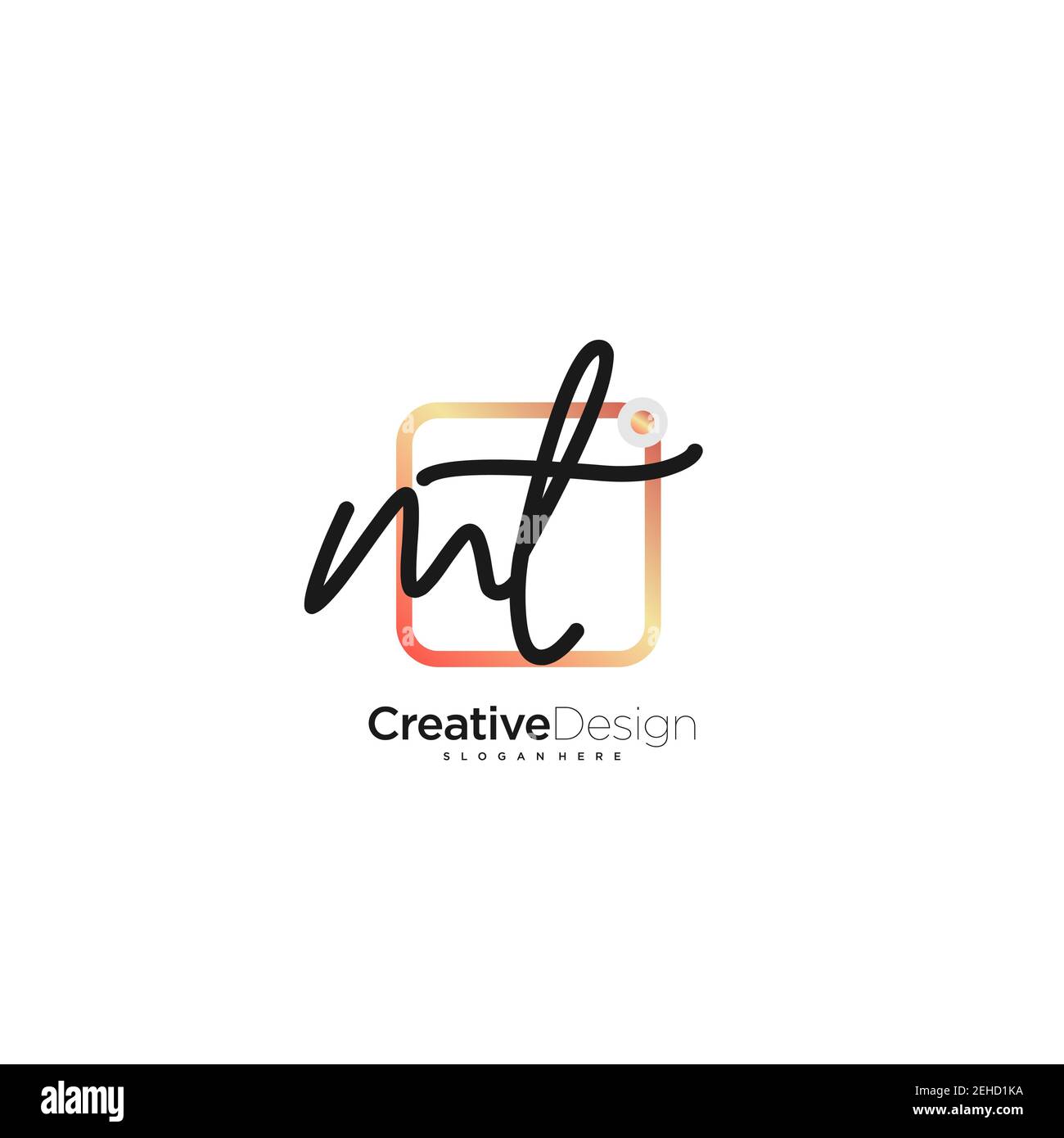 MT Initial Letter handwriting logo hand drawn colorful box vector, logo ...