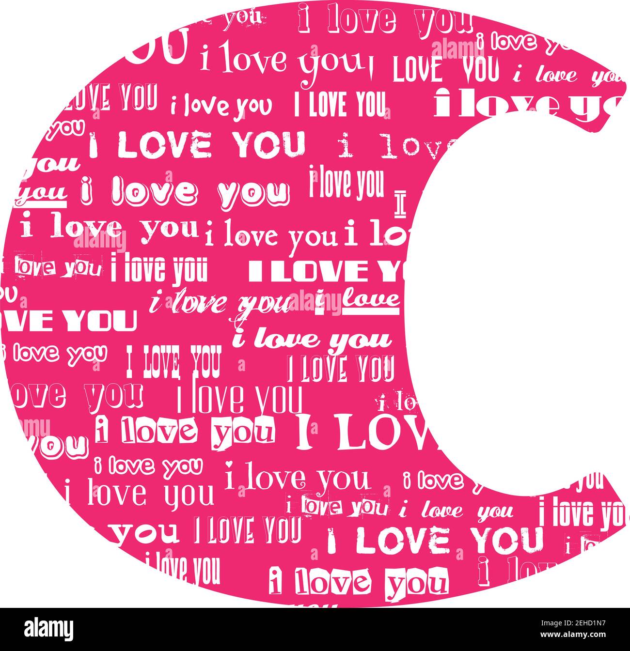 Romantic decorative vector pink letter filled white words I love you ...