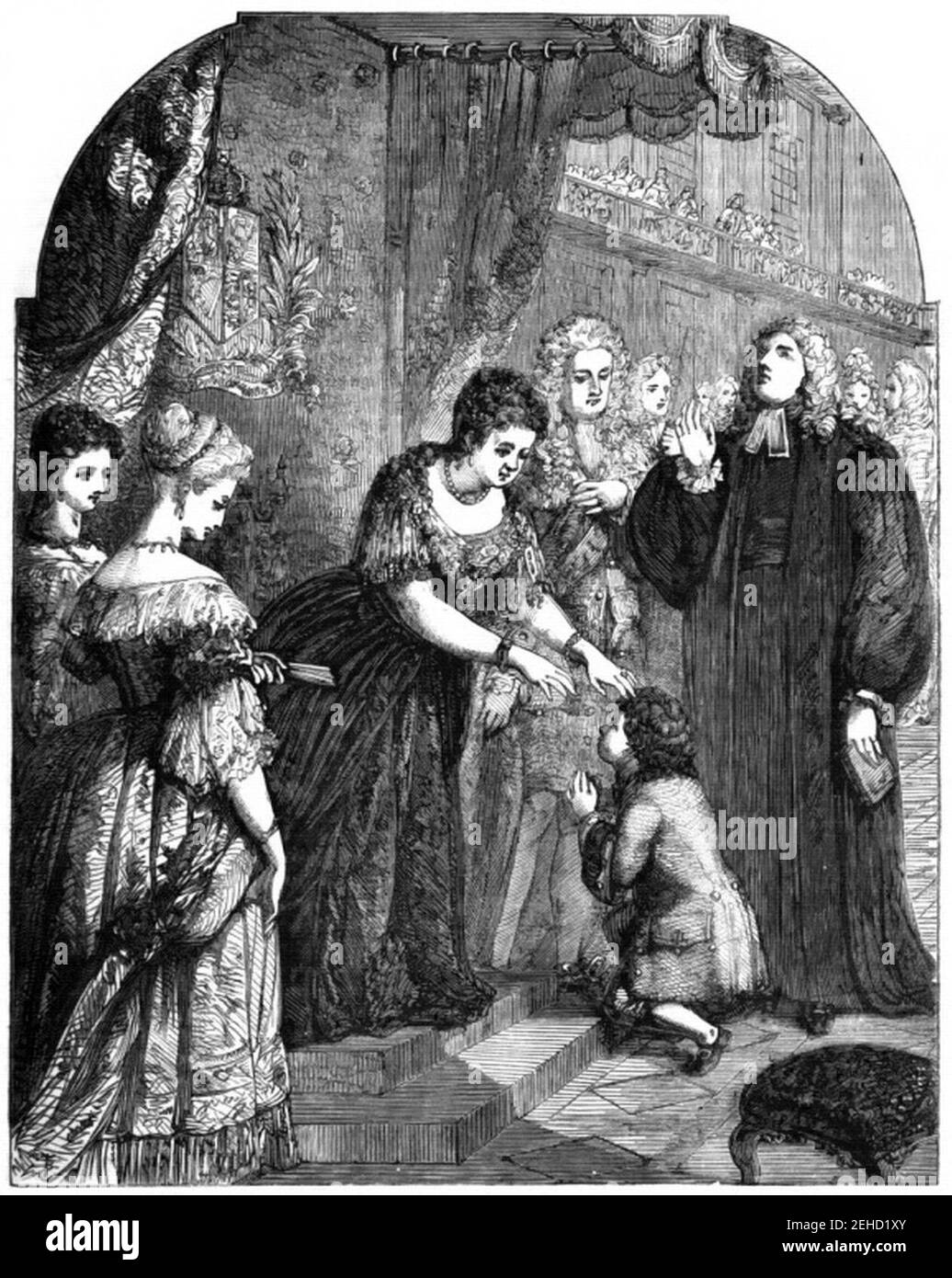 P181 Queen Anne touching young Samuel Johnson for the Evil Stock Photo ...