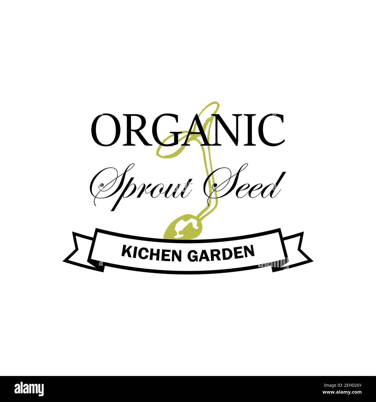 Microgreens logo with hand drawn elements. Vector illustration in ...