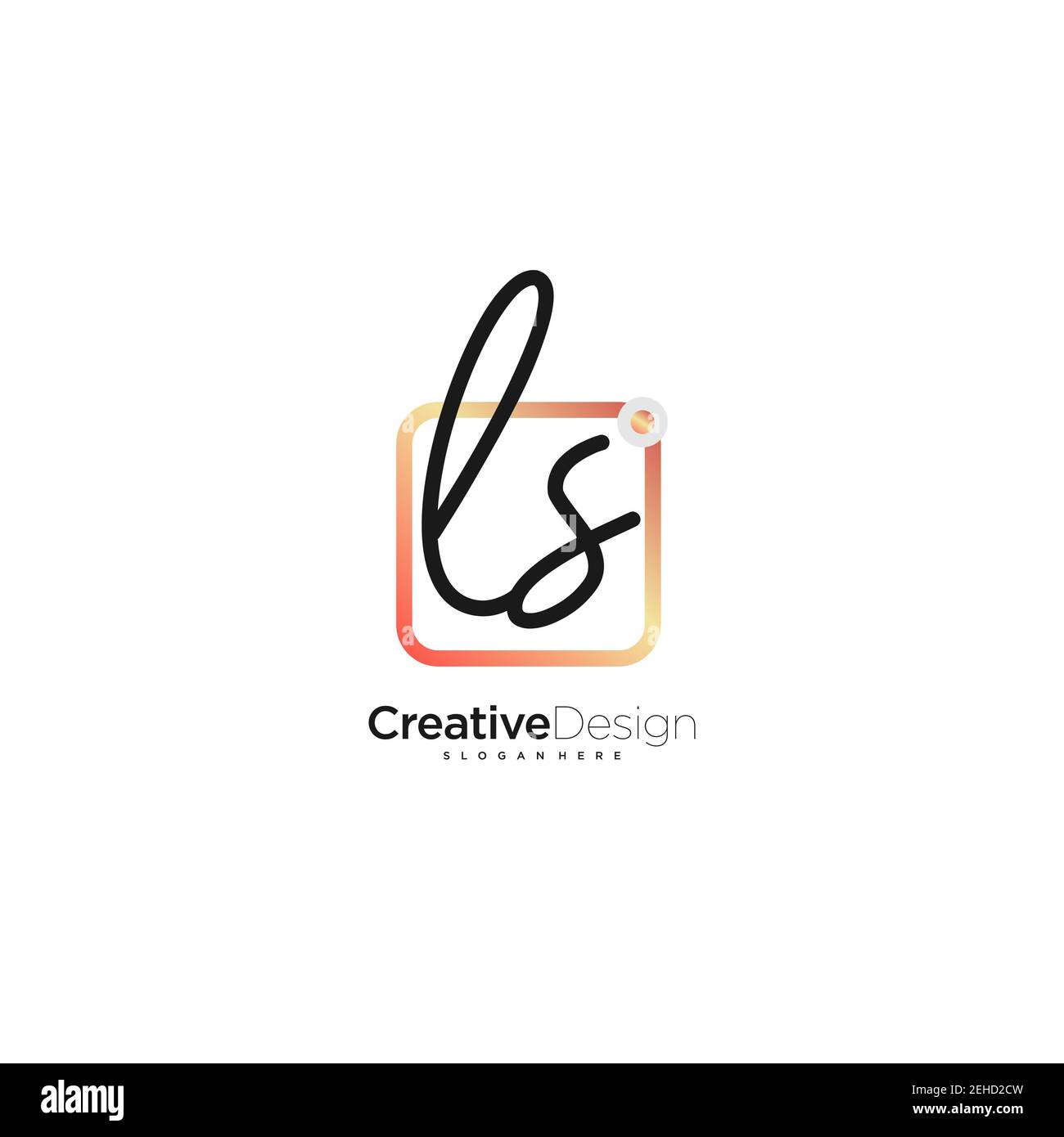 LS Initial Letter handwriting logo hand drawn colorful box vector, logo ...