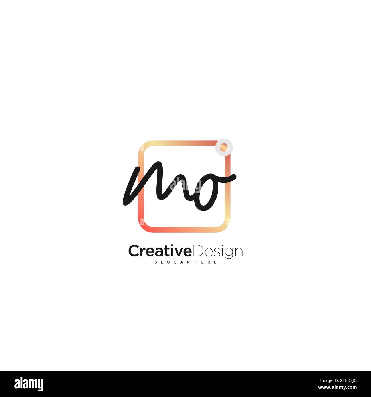 MO Initial Letter handwriting logo hand drawn colorful box vector, logo ...