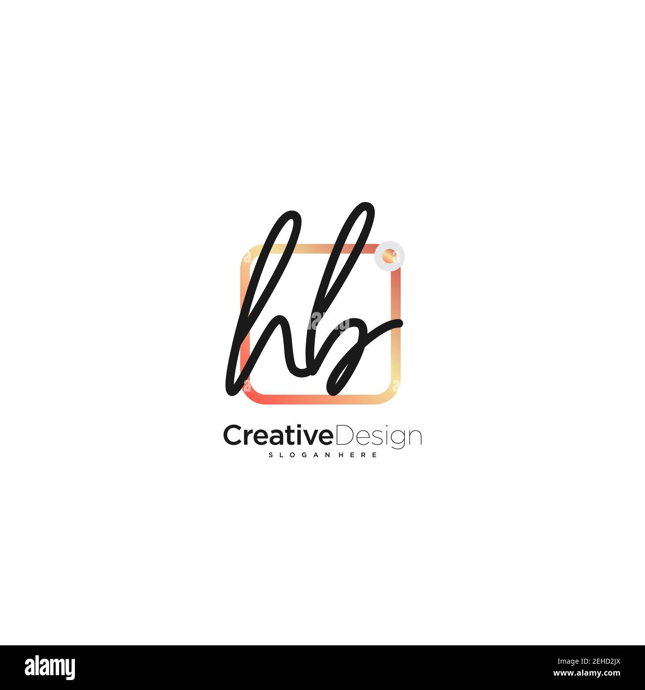 HB Initial Letter handwriting logo hand drawn colorful box vector, logo ...