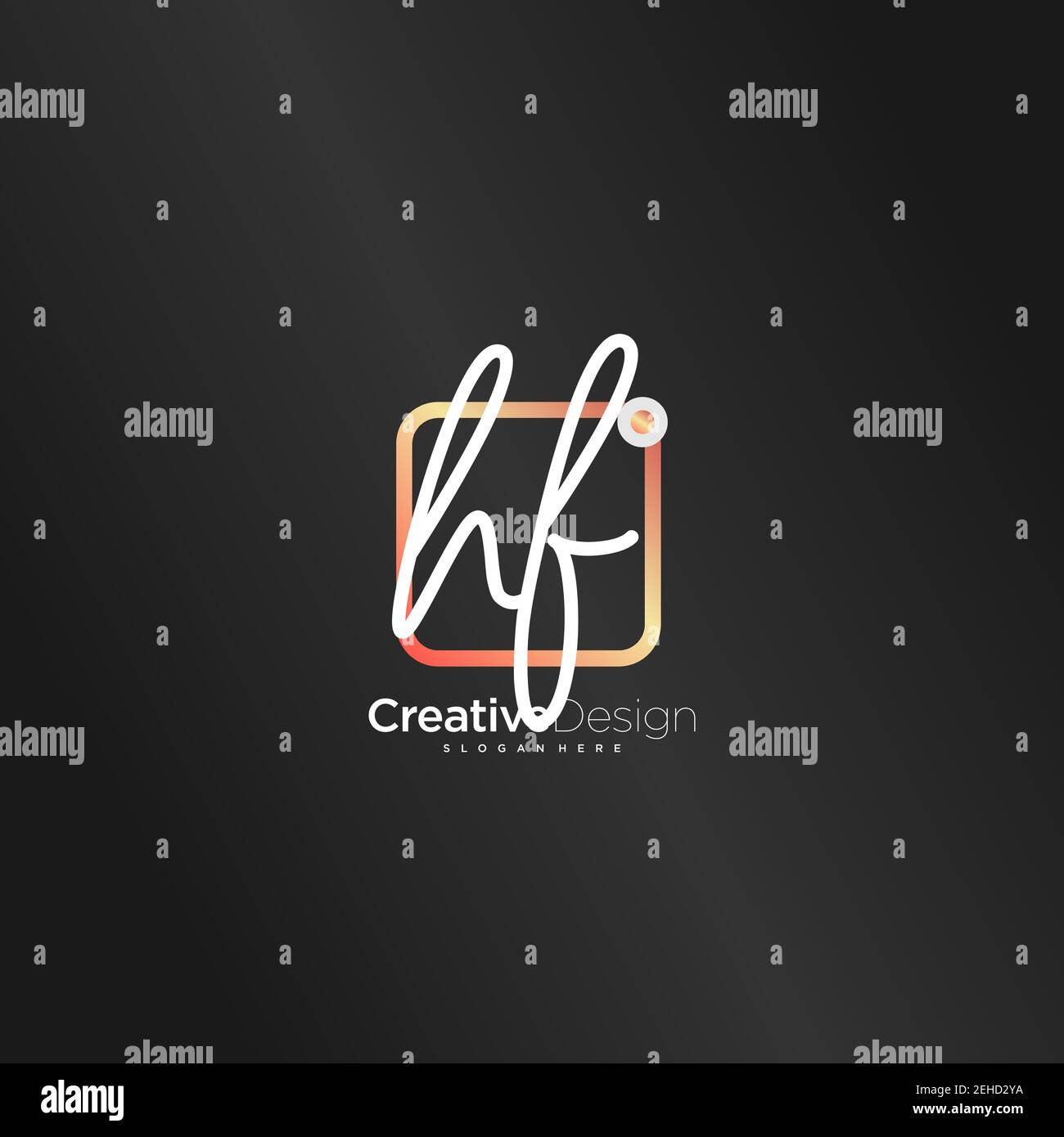 HF Initial Letter handwriting logo hand drawn colorful box vector, logo ...