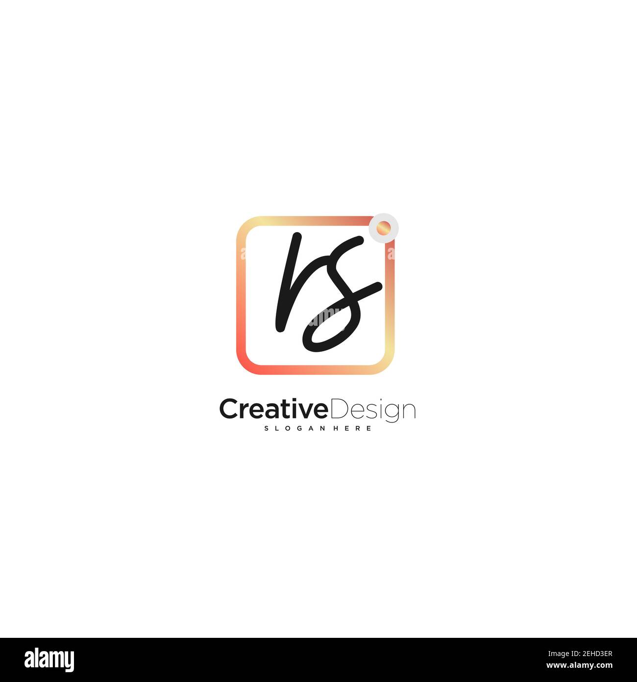 RS Initial Letter handwriting logo hand drawn colorful box vector, logo ...