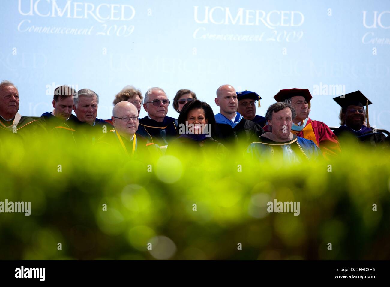 First Lady Michelle Obama attends the commencement ceremonies for the ...