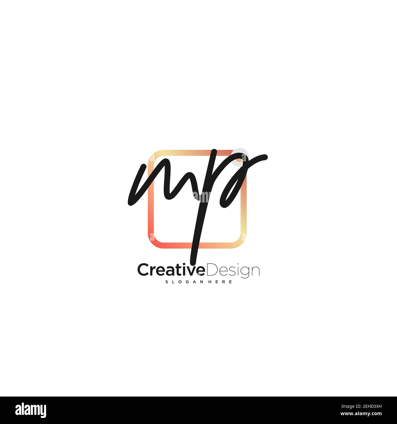 MP Initial Letter handwriting logo hand drawn colorful box vector, logo ...