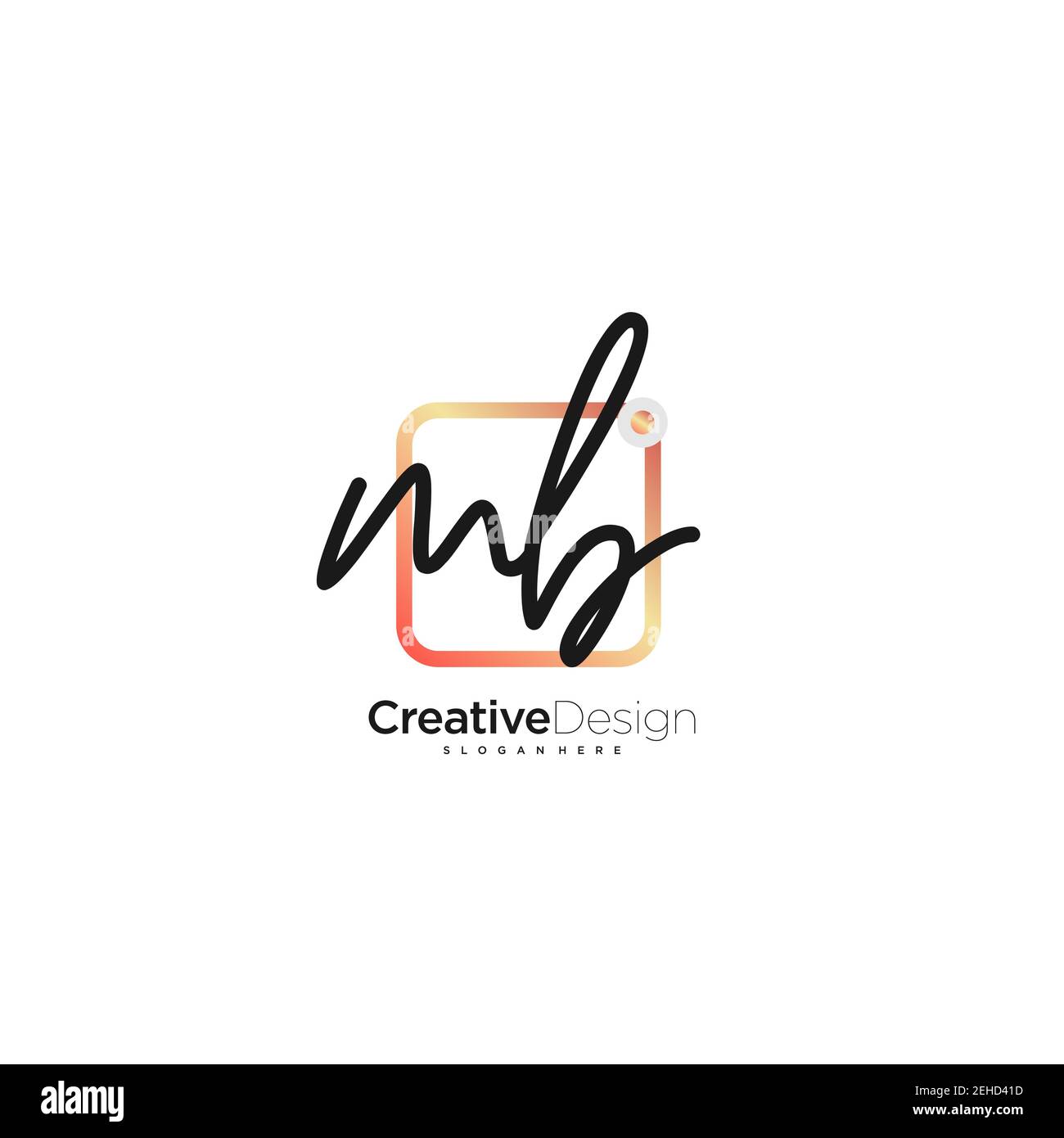 MB Initial Letter handwriting logo hand drawn colorful box vector, logo ...