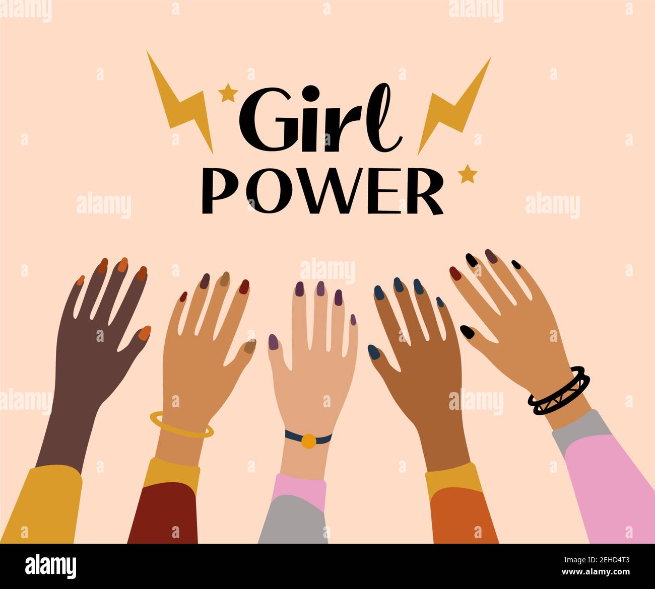 International Women s Day 8 March. Feminism female hands together ...