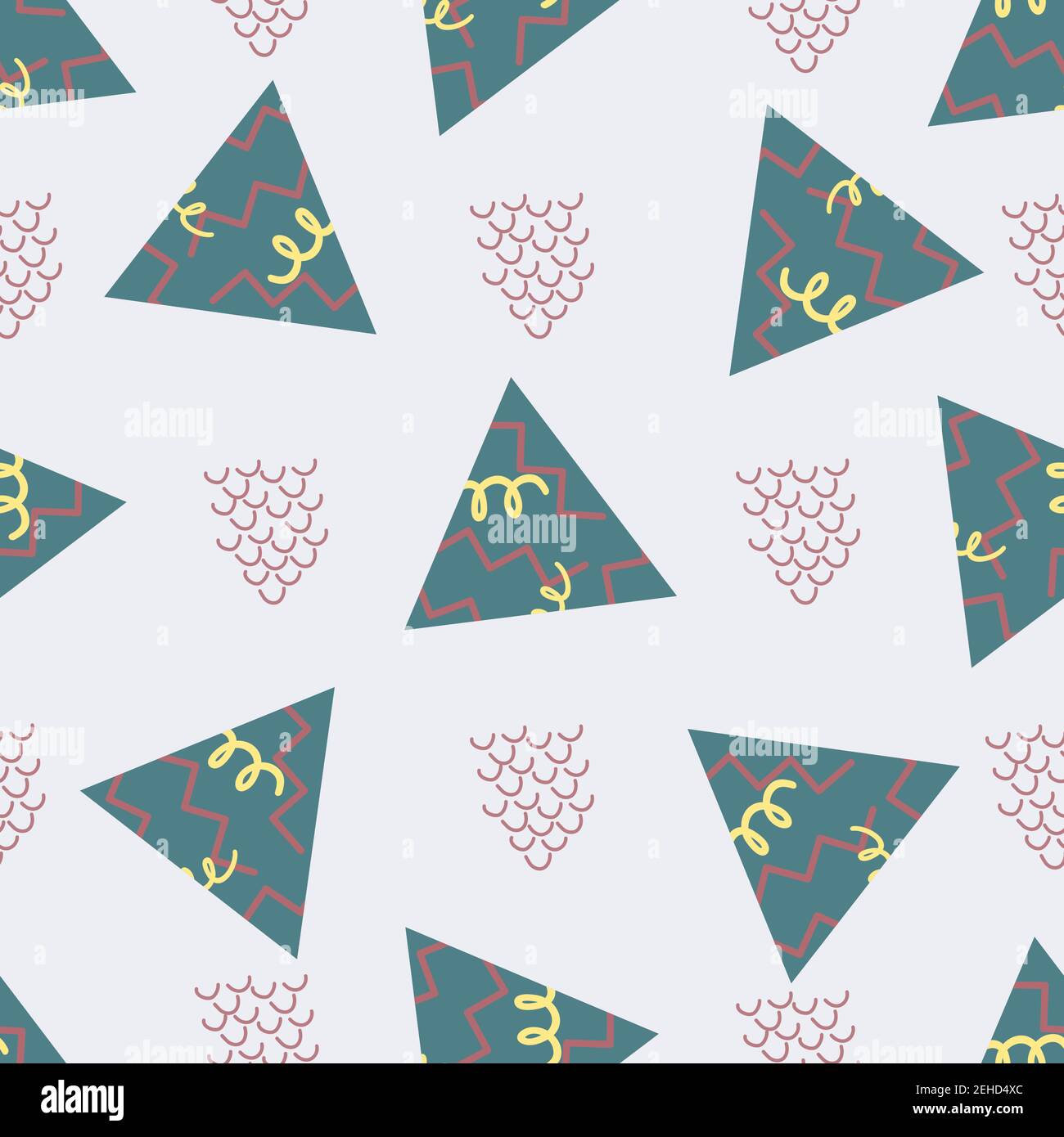 Memphis style triangle abstract waves vector seamless pattern ...