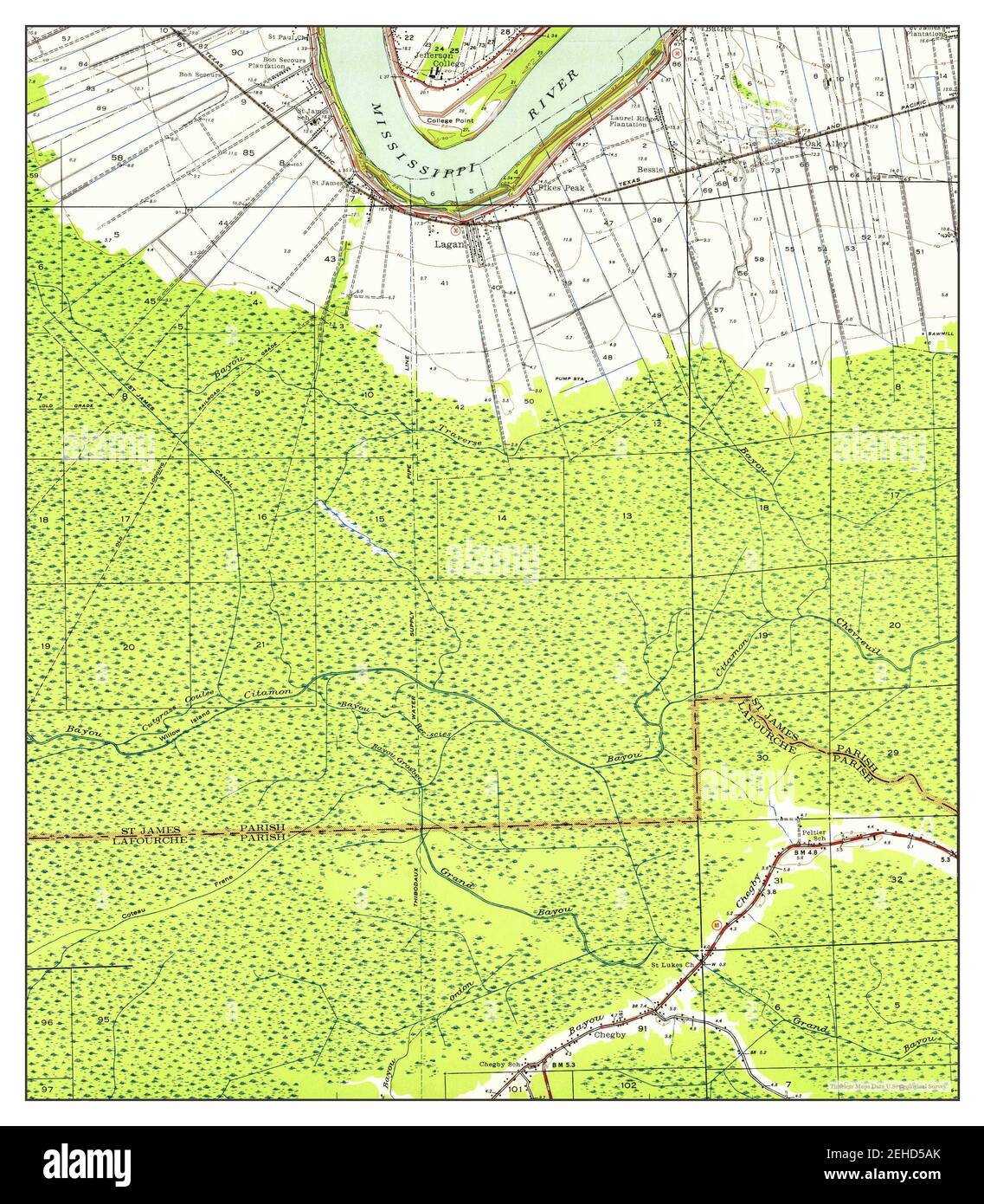 Lagan, Louisiana, map 1940, 1:24000, United States of America by ...