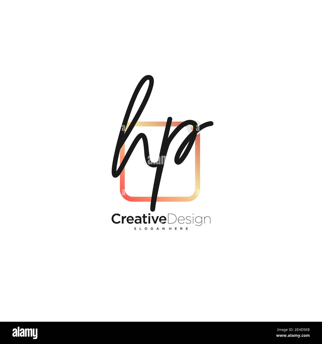 HP Initial Letter handwriting logo hand drawn colorful box vector, logo ...