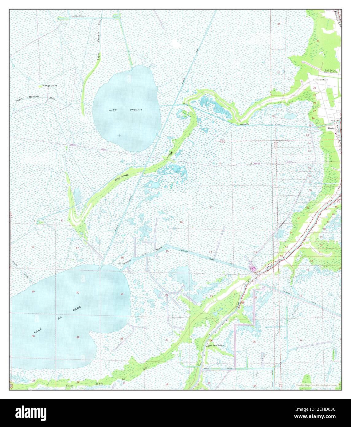 Lake Theriot, Louisiana, map 1964, 1:24000, United States of America by ...