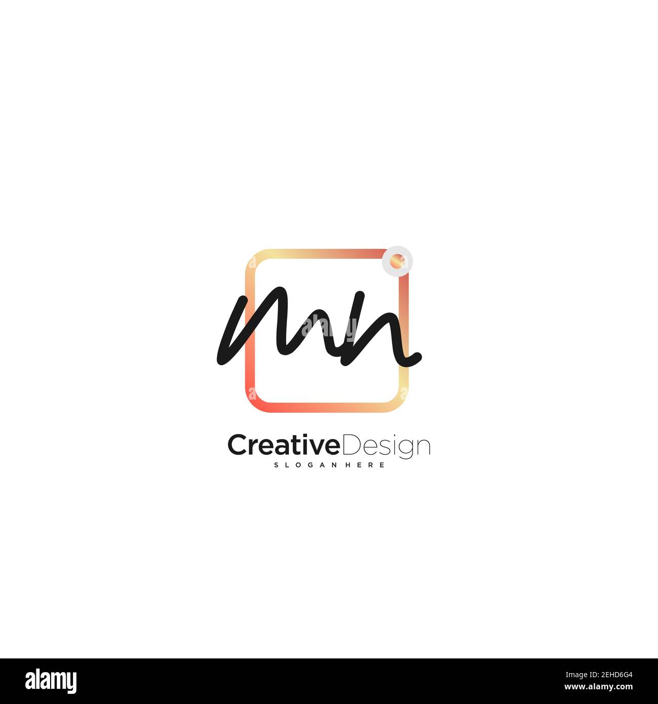 MN Initial Letter handwriting logo hand drawn colorful box vector, logo ...