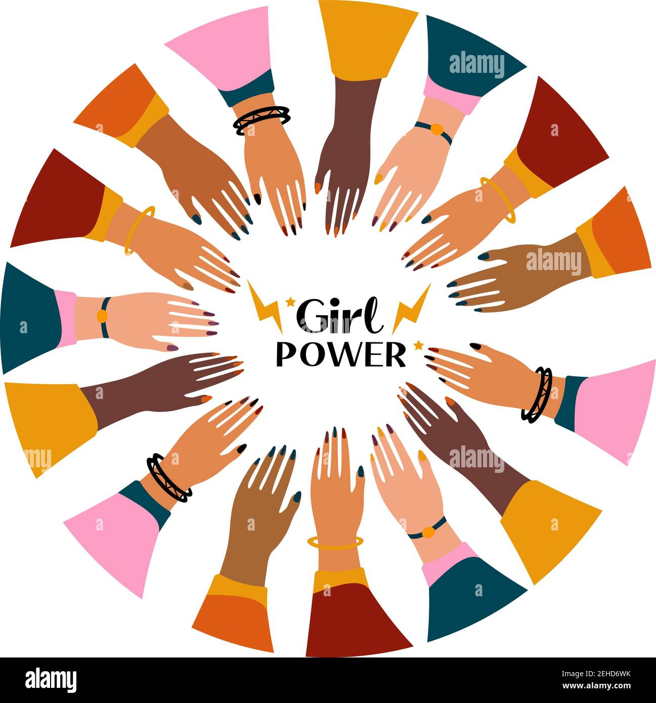 International Women s Day 8 March. Feminism female hands together ...