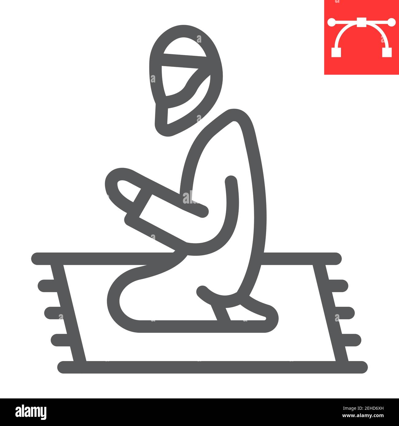 Muslim Prayer line icon, Happy Ramadan and religion, islamic prayer ...