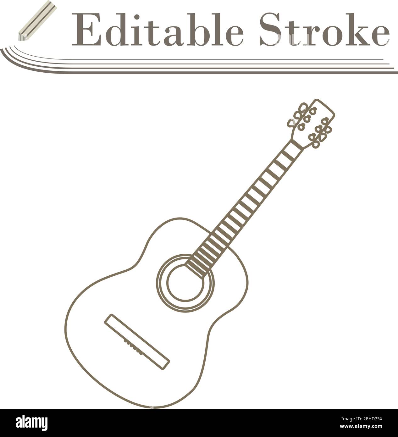 Icon Of Acoustic Guitar. Editable Stroke Simple Design. Vector ...
