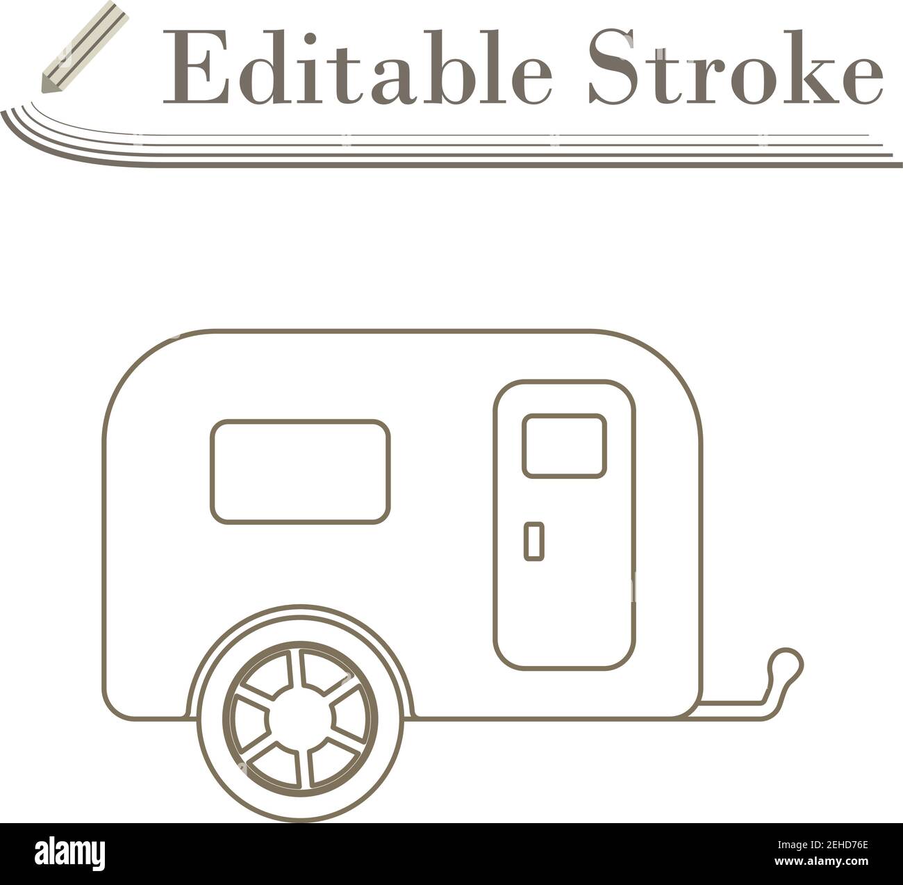 Icon Of Camping Family Caravan Car. Editable Stroke Simple Design ...