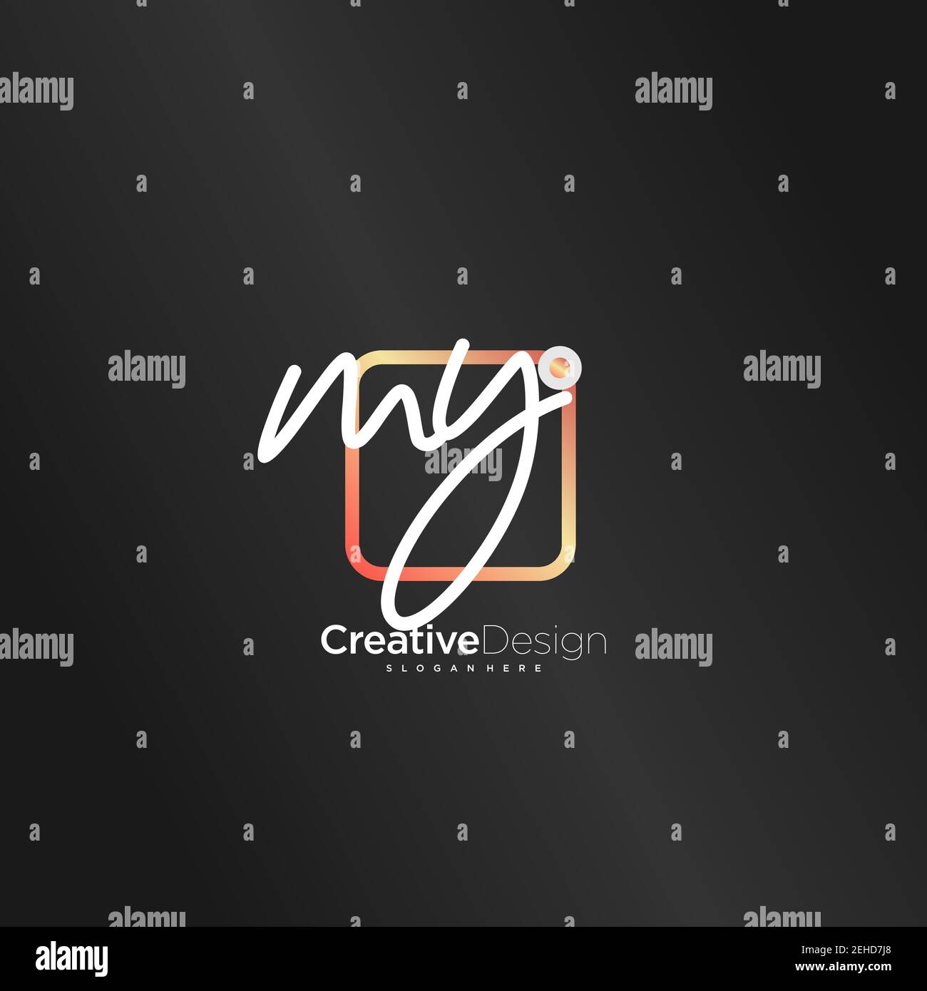 MY Initial Letter handwriting logo hand drawn colorful box vector, logo ...