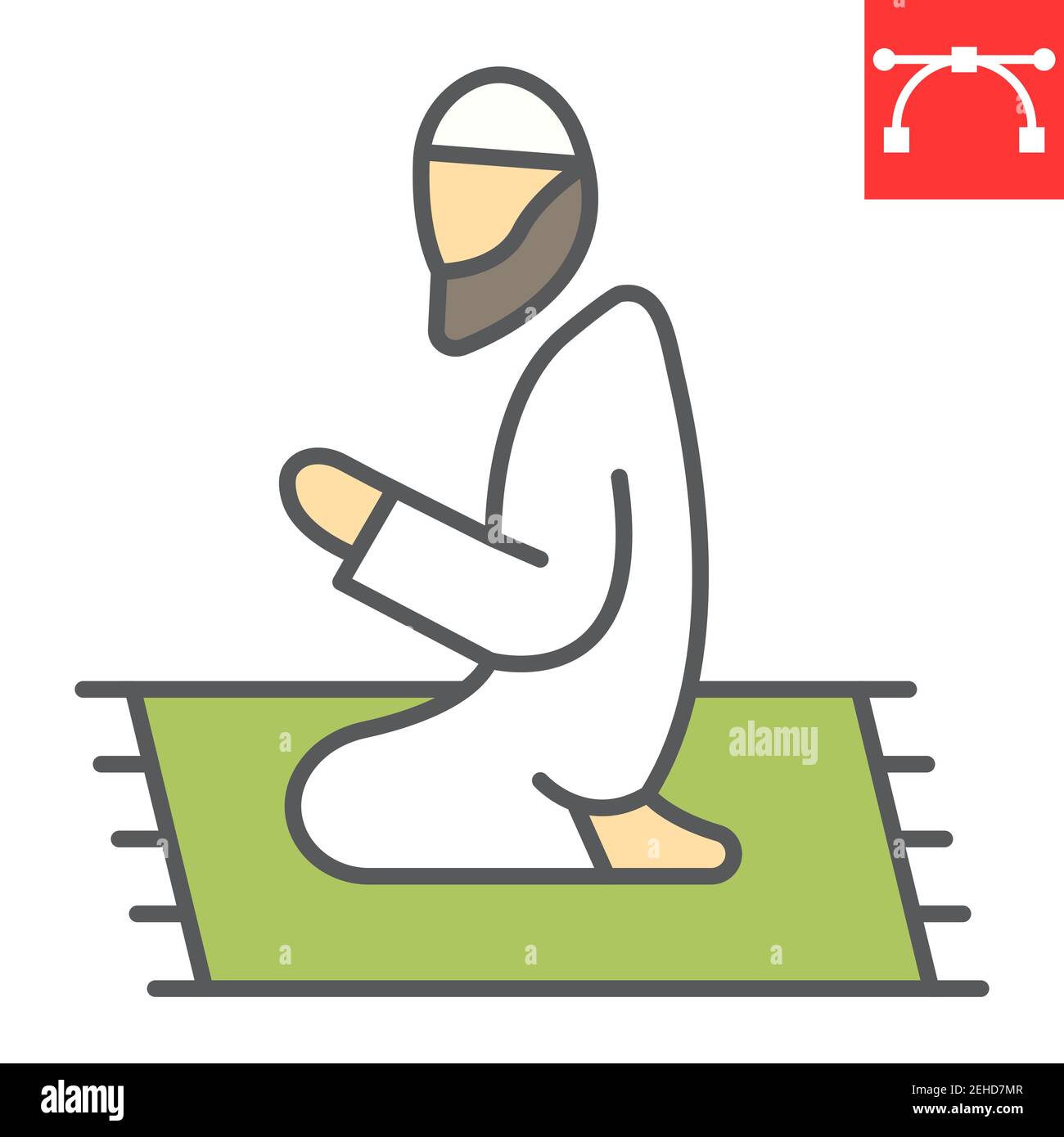 Muslim Prayer color line icon, Happy Ramadan and religion, islamic ...