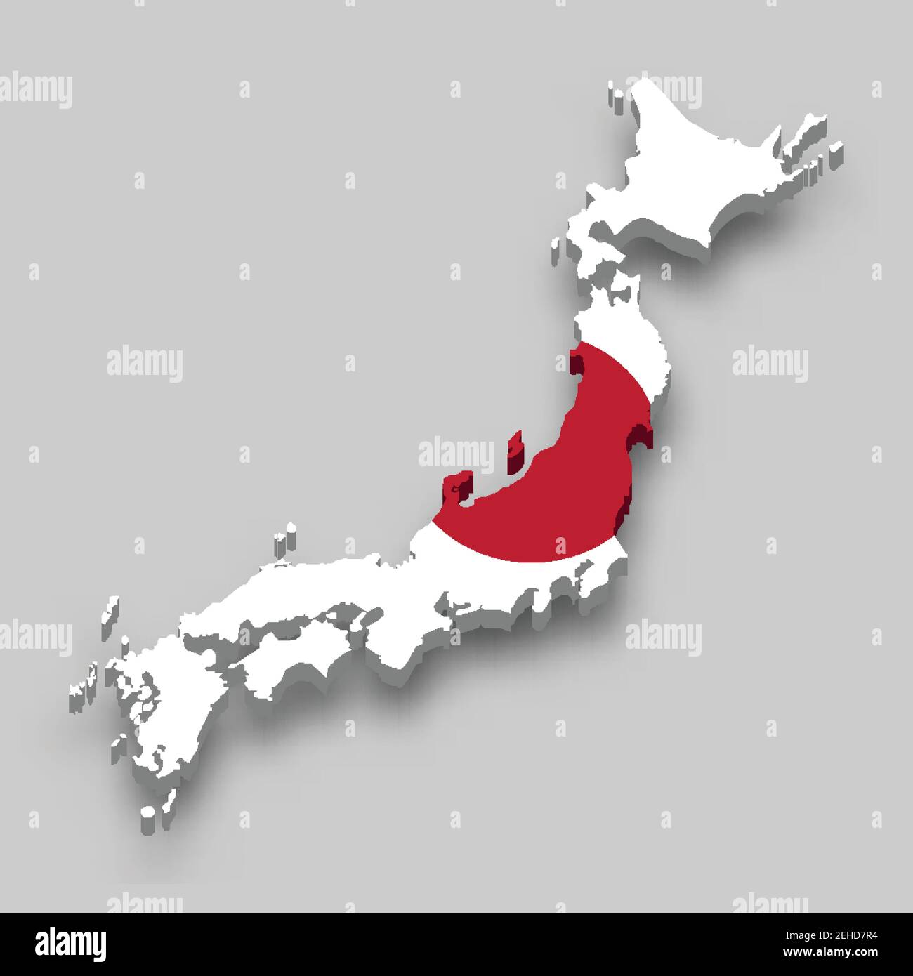 3d isometric Map of Japan with national flag. Vector Illustration Stock ...