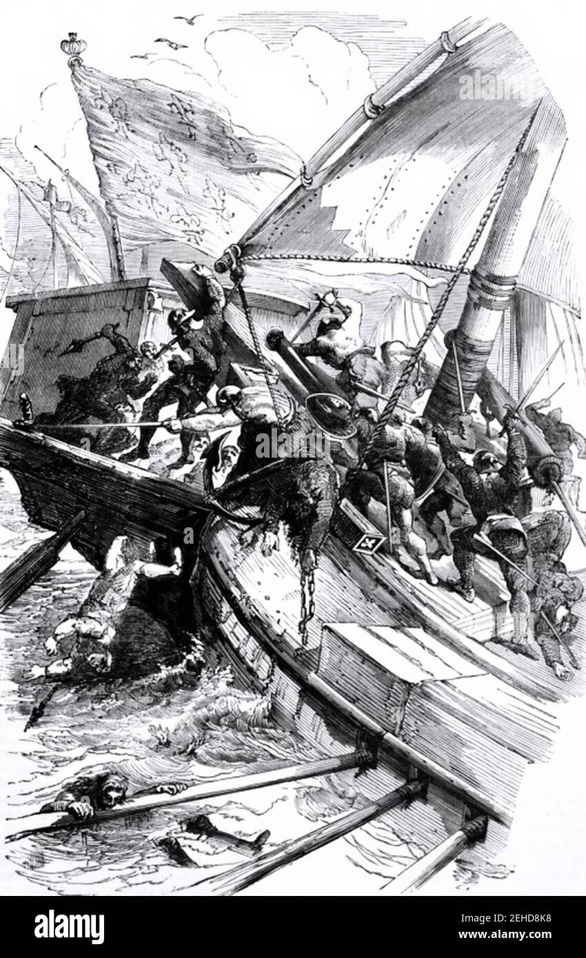 P373--The Battle of Sluys Stock Photo - Alamy