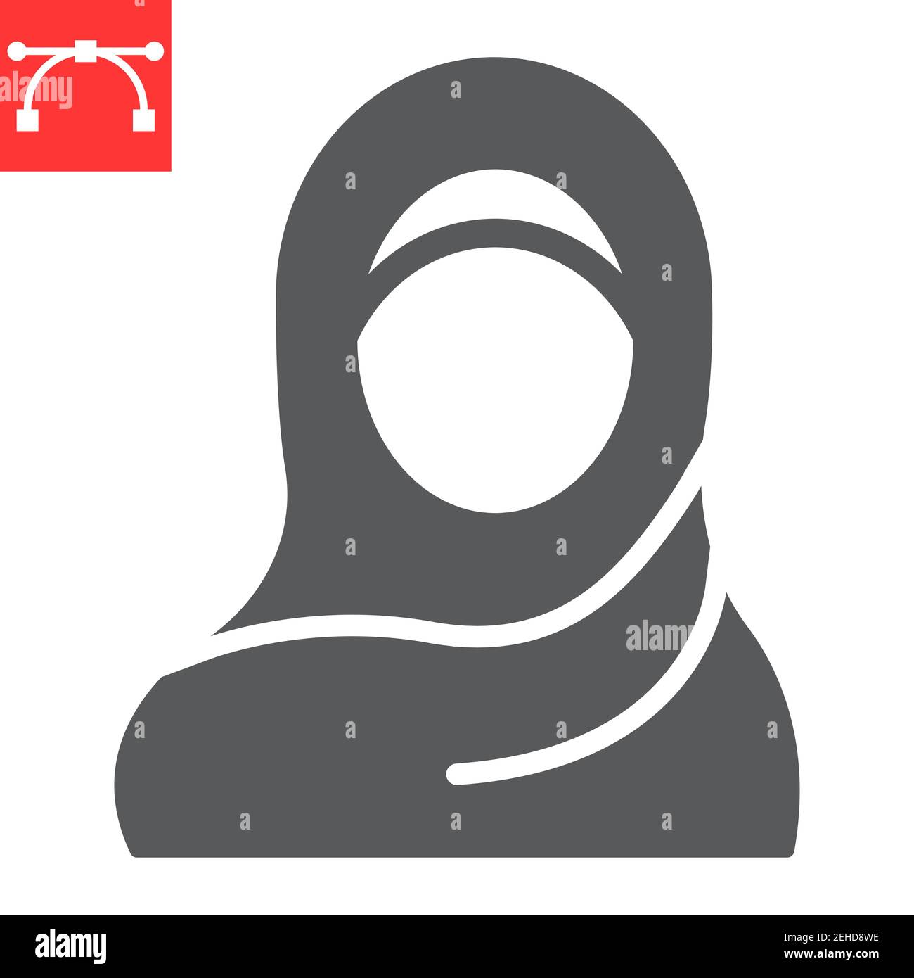 Woman wearing hijab glyph icon, arab girl and religion, muslim woman ...