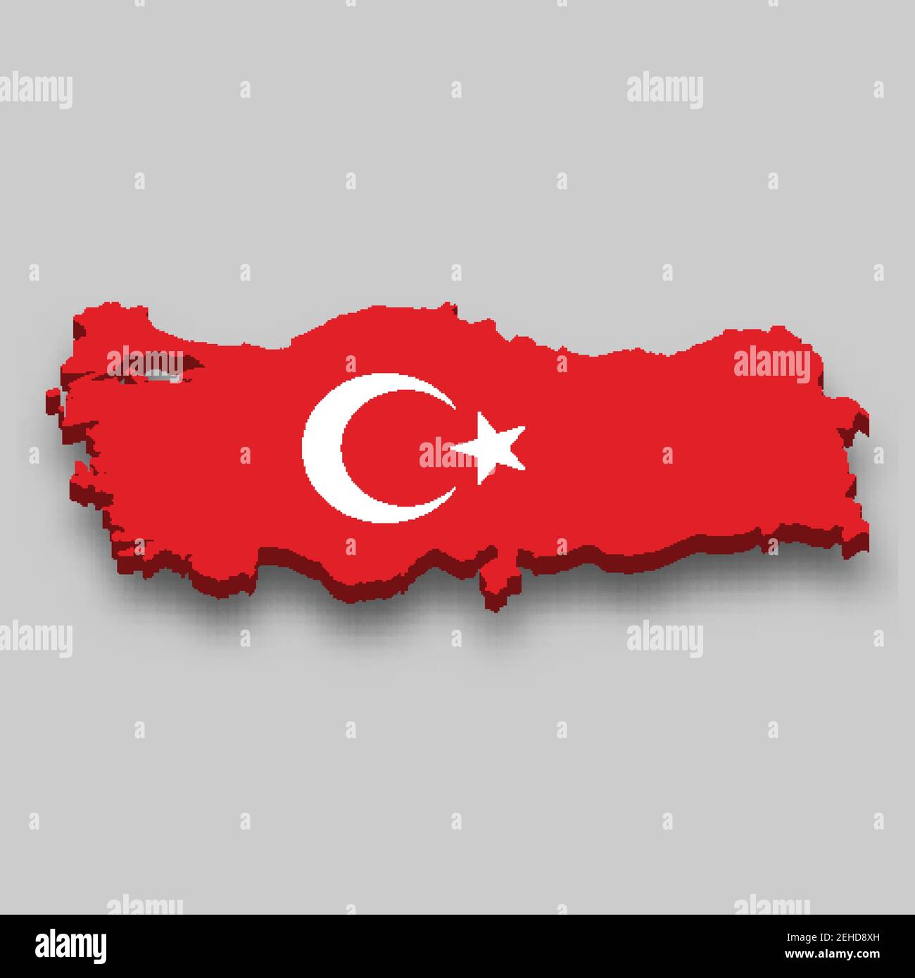 3d isometric Map of Turkey with national flag. Vector Illustration ...